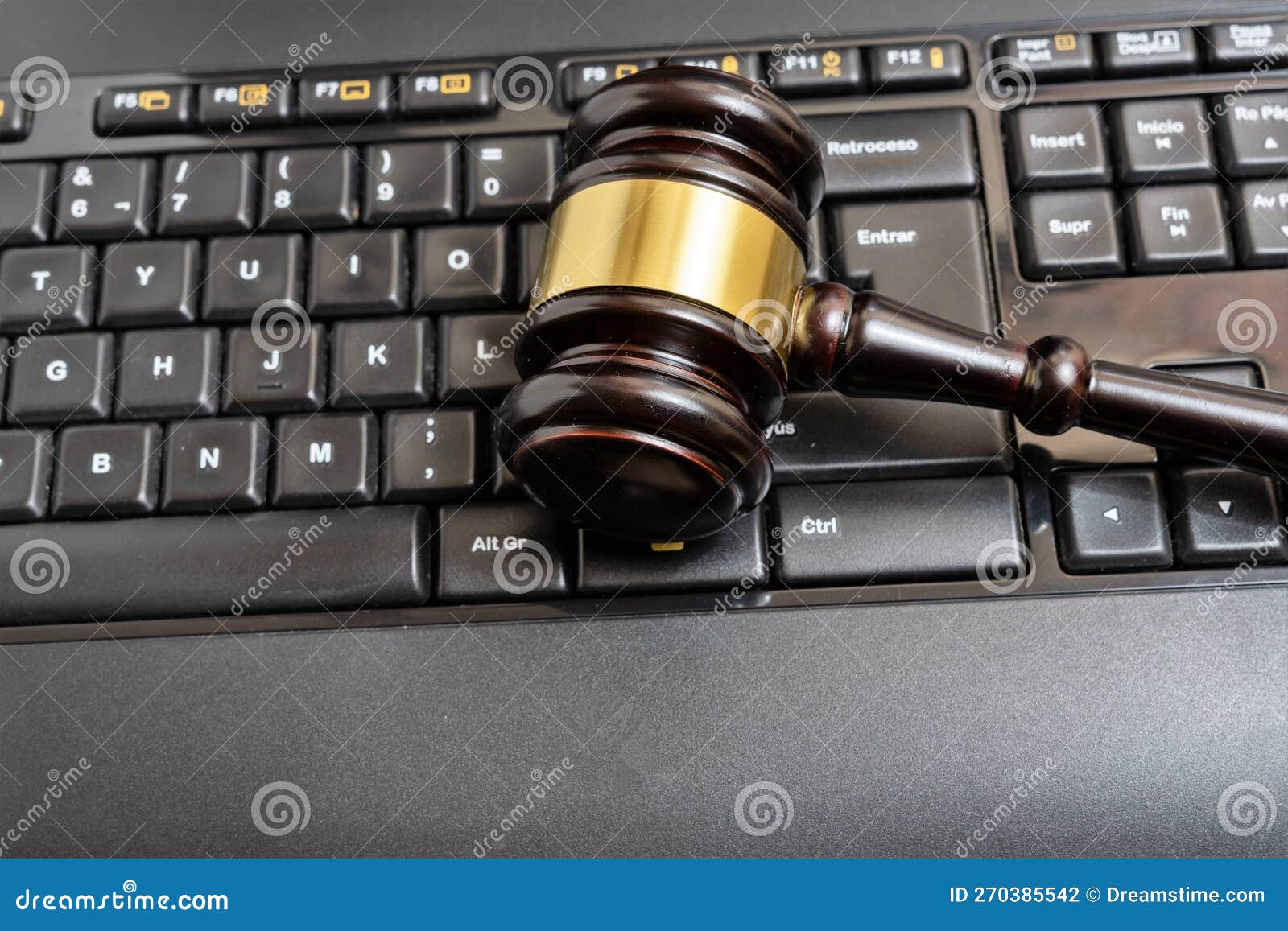 Cyber Law or Justice Concept, Judge Gavel on Computer Keyboard Stock ...