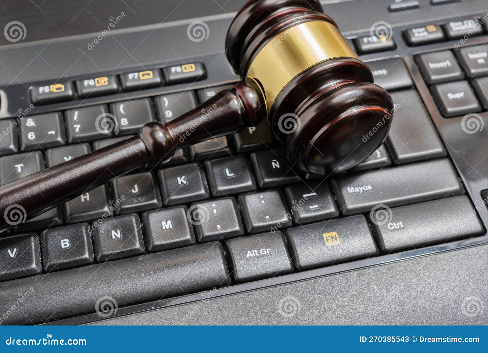 Cyber Law or Justice Concept, Judge Gavel on Computer Keyboard Stock ...