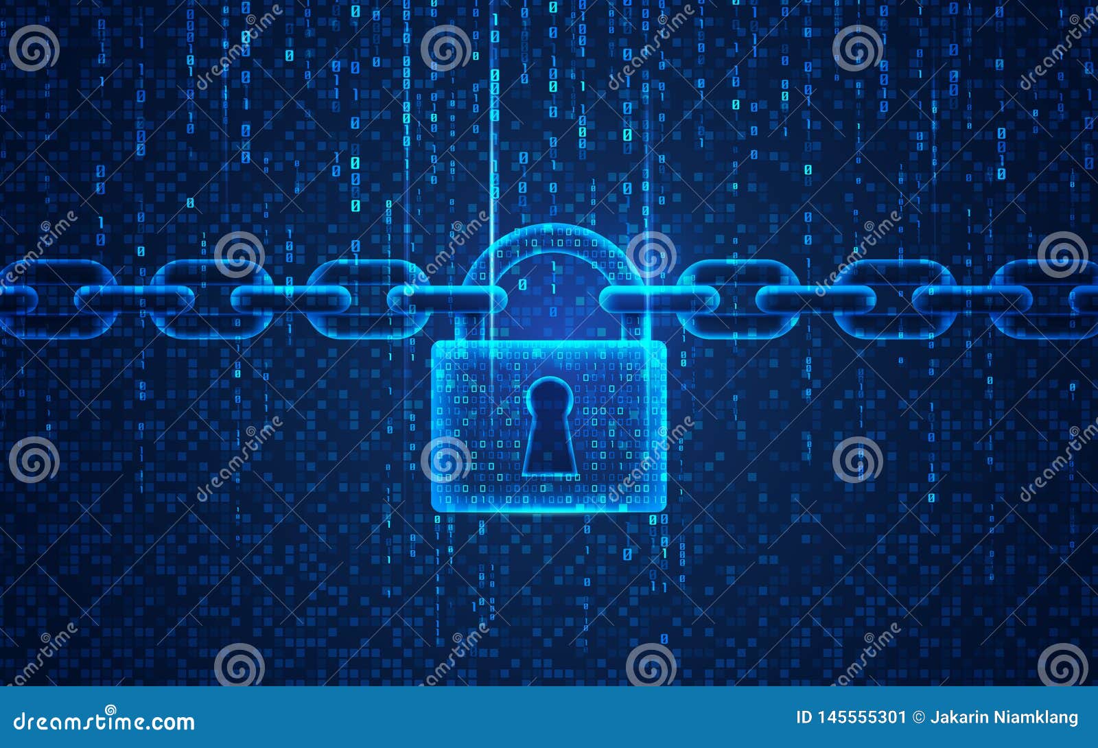 Cyber lock stock vector. Illustration of data, binary - 145555301