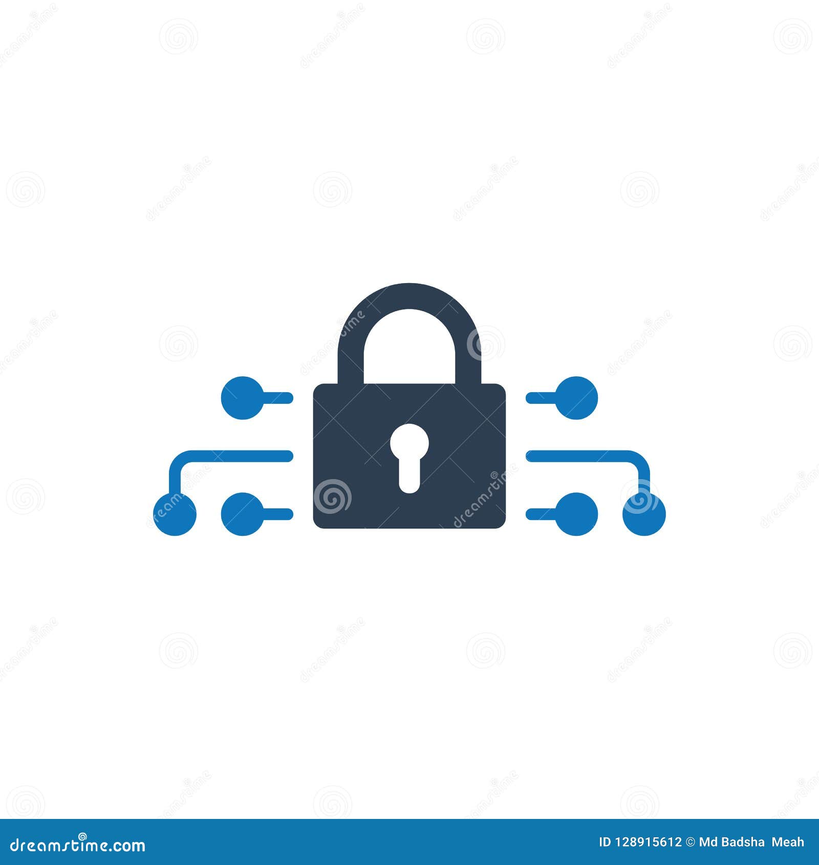 Cyber lock icon stock vector. Illustration of security - 128915612