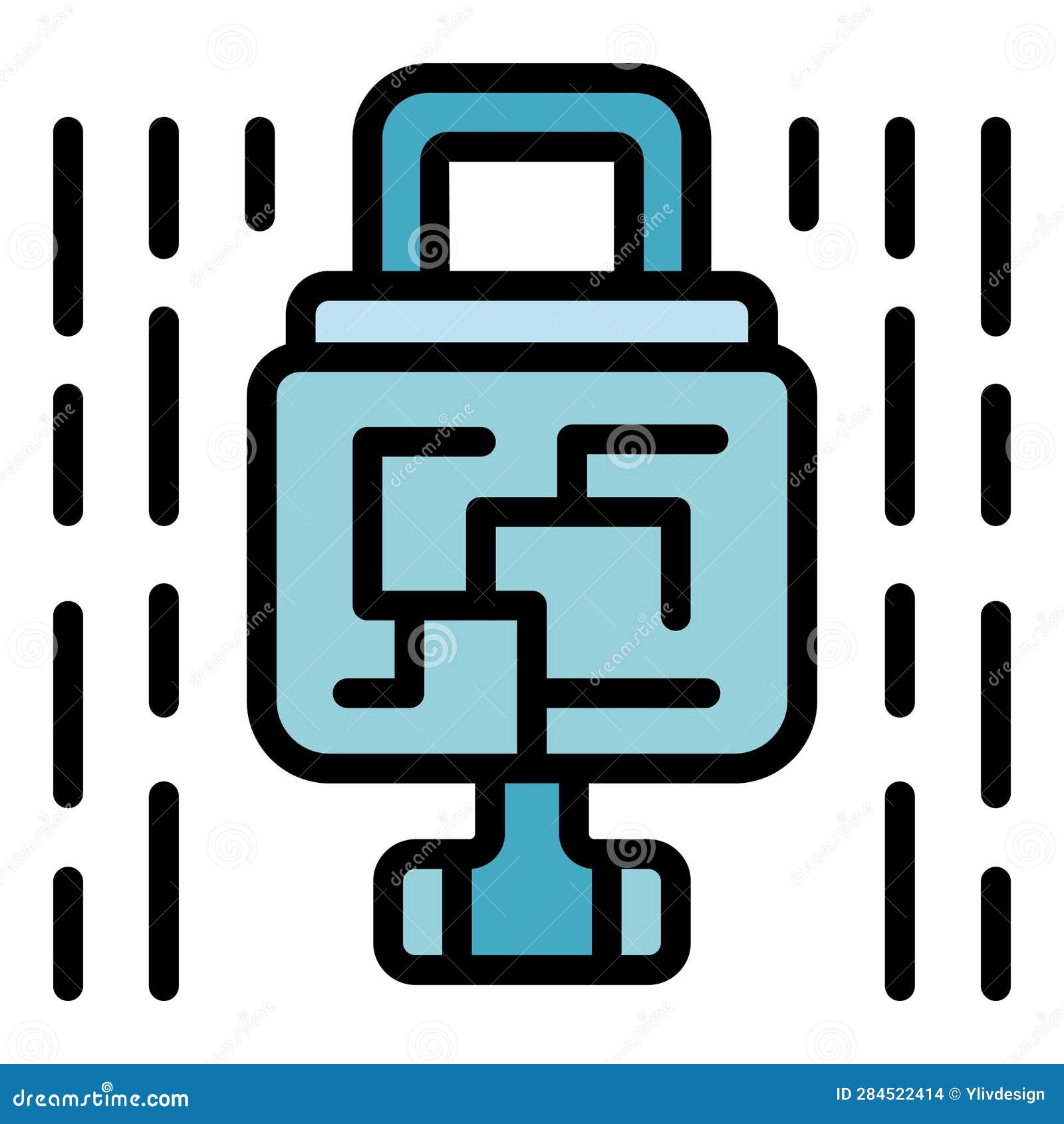 Cyber Lock Icon Vector Flat Stock Vector - Illustration of alarm ...