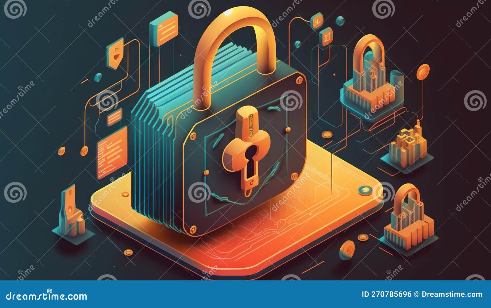 Cyber Lock and Key Abstract Illustration. Cyber Security Concept Stock ...