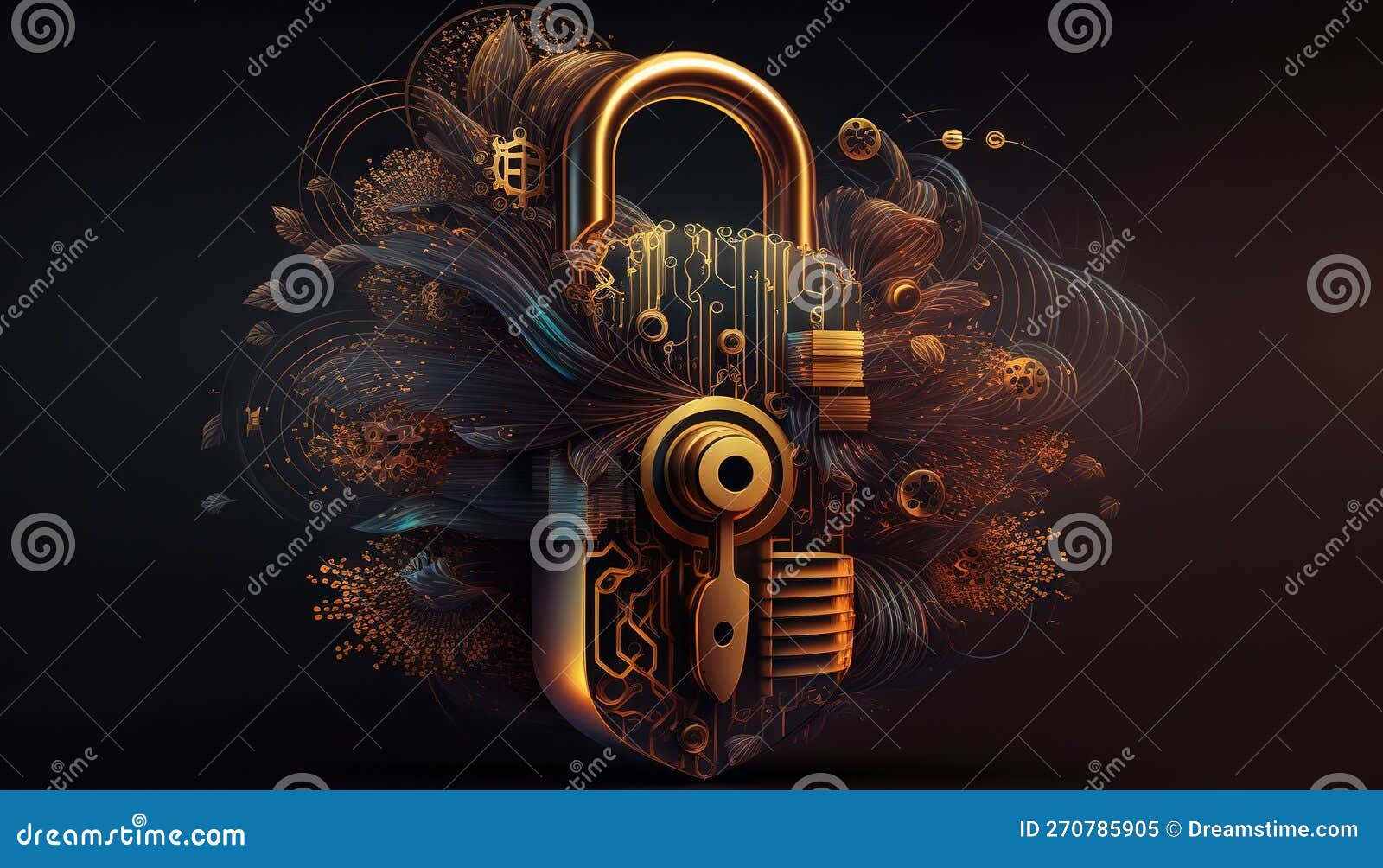 Cyber Lock and Key Abstract Illustration. Cyber Security Concept Stock ...