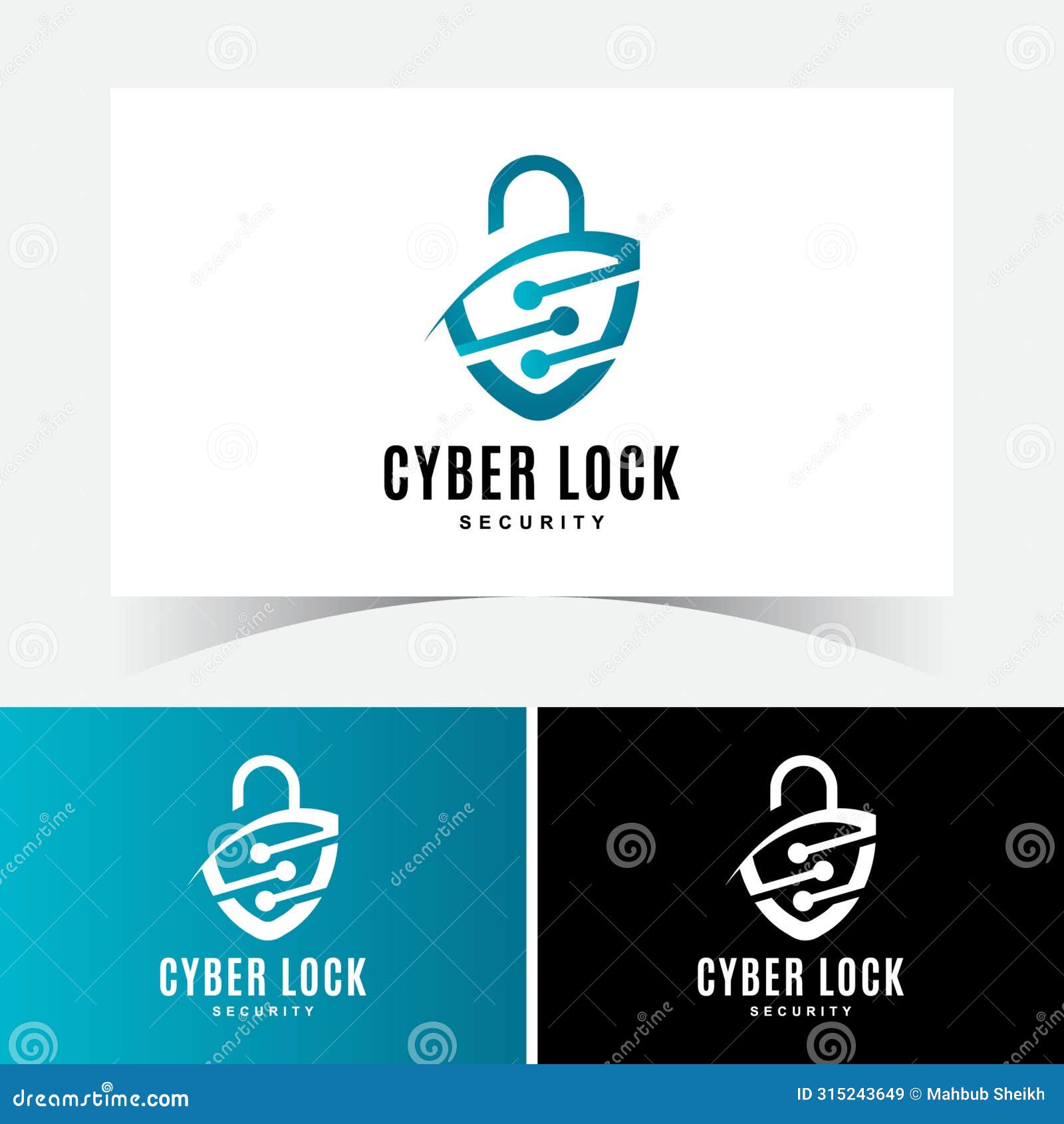 Cyber Lock Security Logo Design Template. Stock Vector - Illustration ...