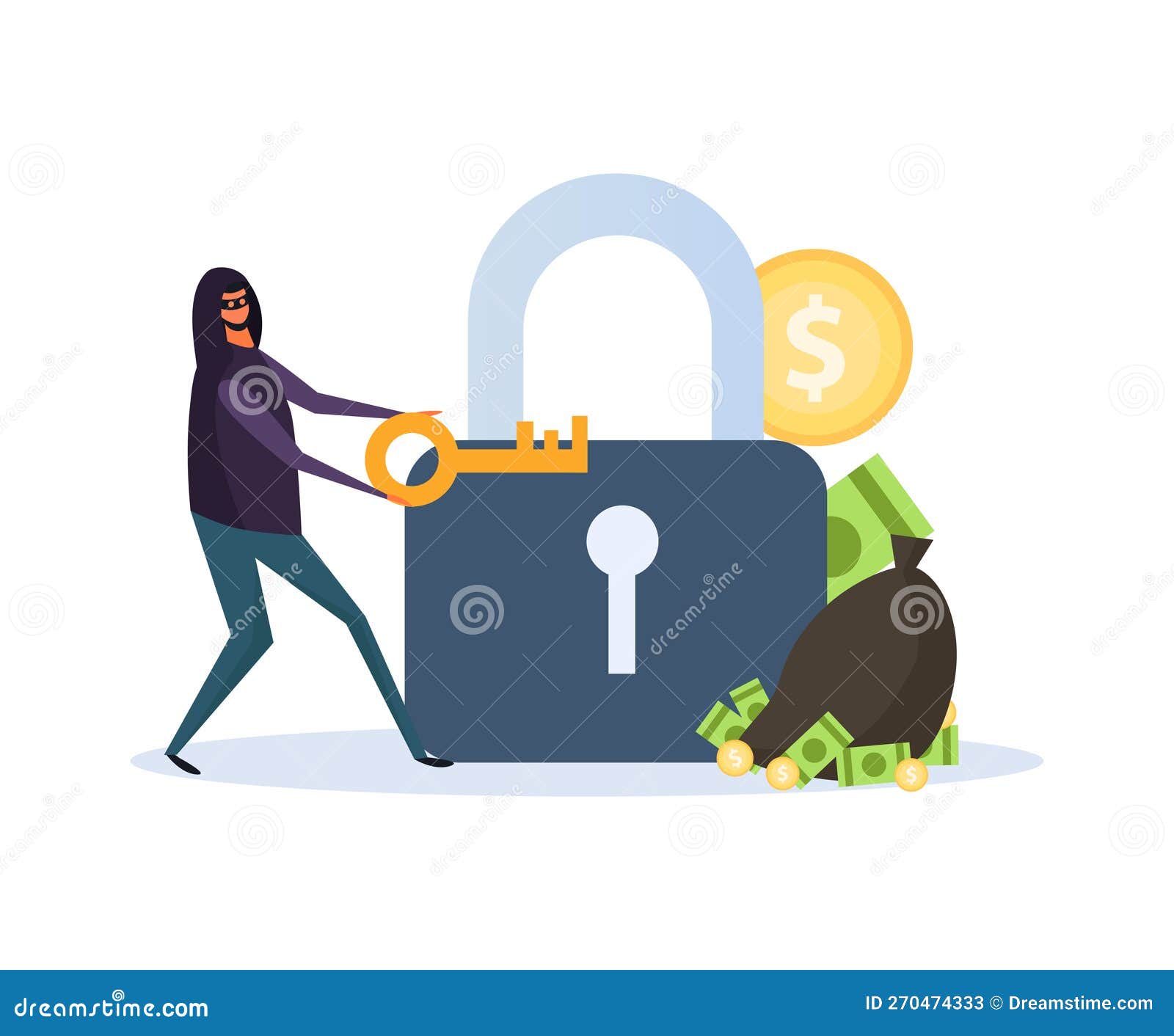 Cyber Lock Theft Composition Stock Vector - Illustration of system ...