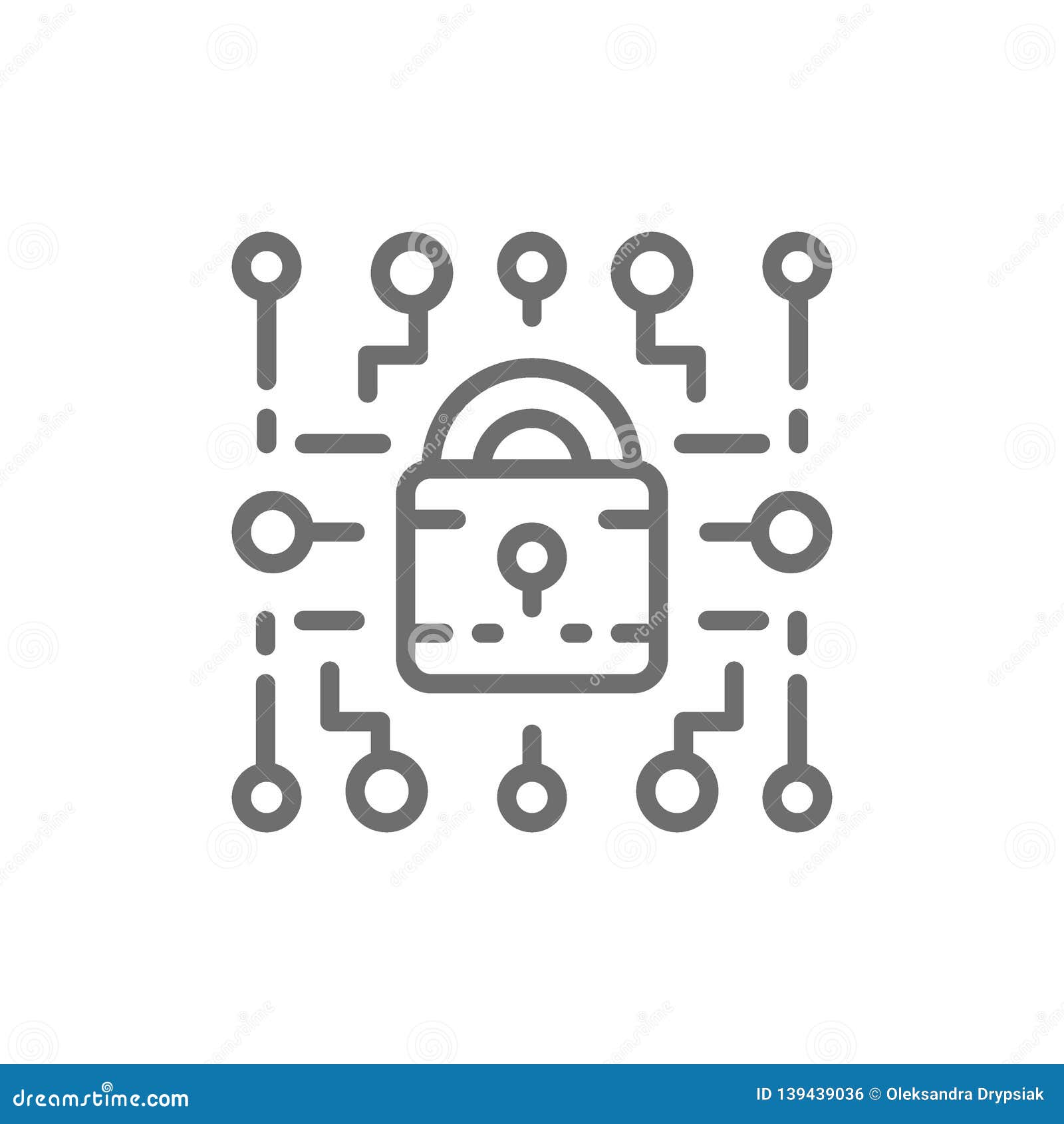 Cyber Lock, Web Security, Cryptography Line Icon. Stock Vector ...