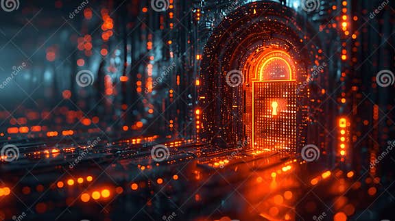 Cyber Locks: Guardians of the Code Matrix. Stock Illustration ...