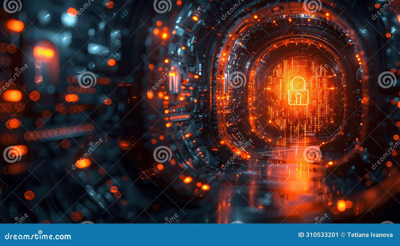 Cyber Locks Weaving through Digital Codes. Stock Illustration ...