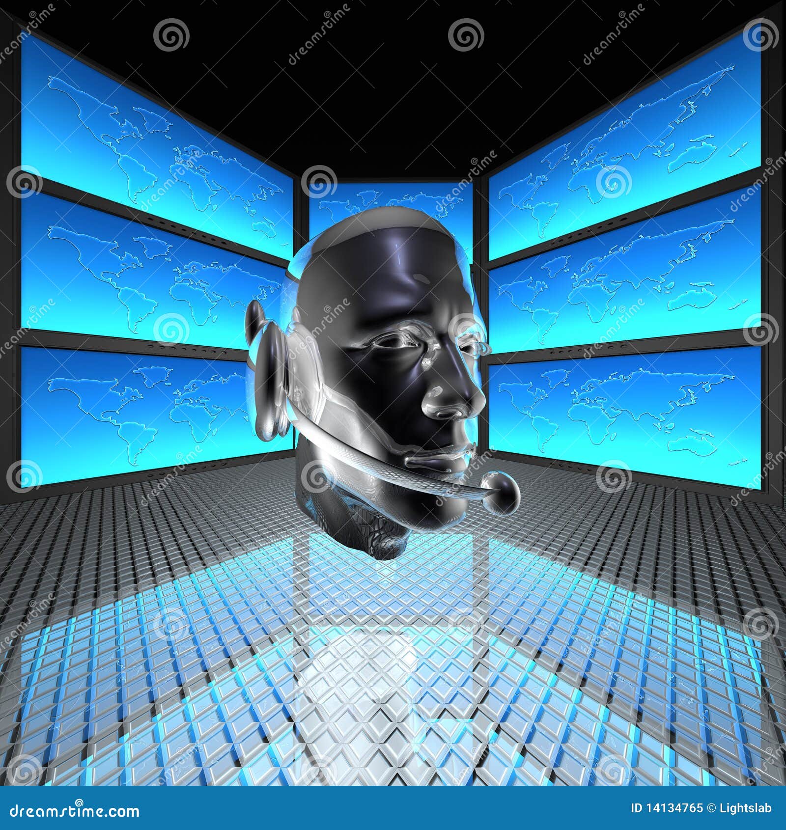 Cyber man, robots head stock illustration. Illustration of futuristic ...