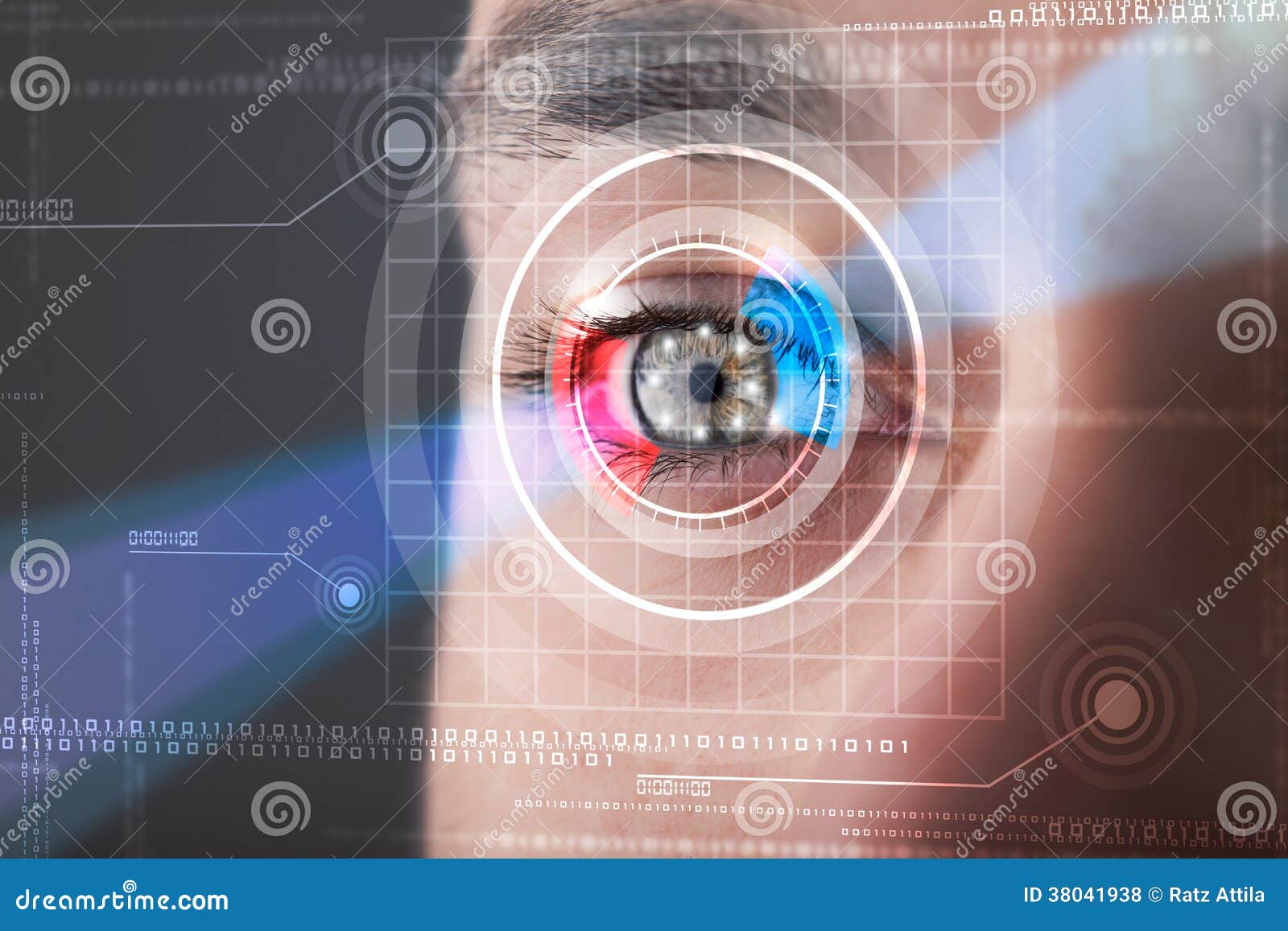 Cyber Man with Technolgy Eye Looking Stock Illustration - Illustration ...