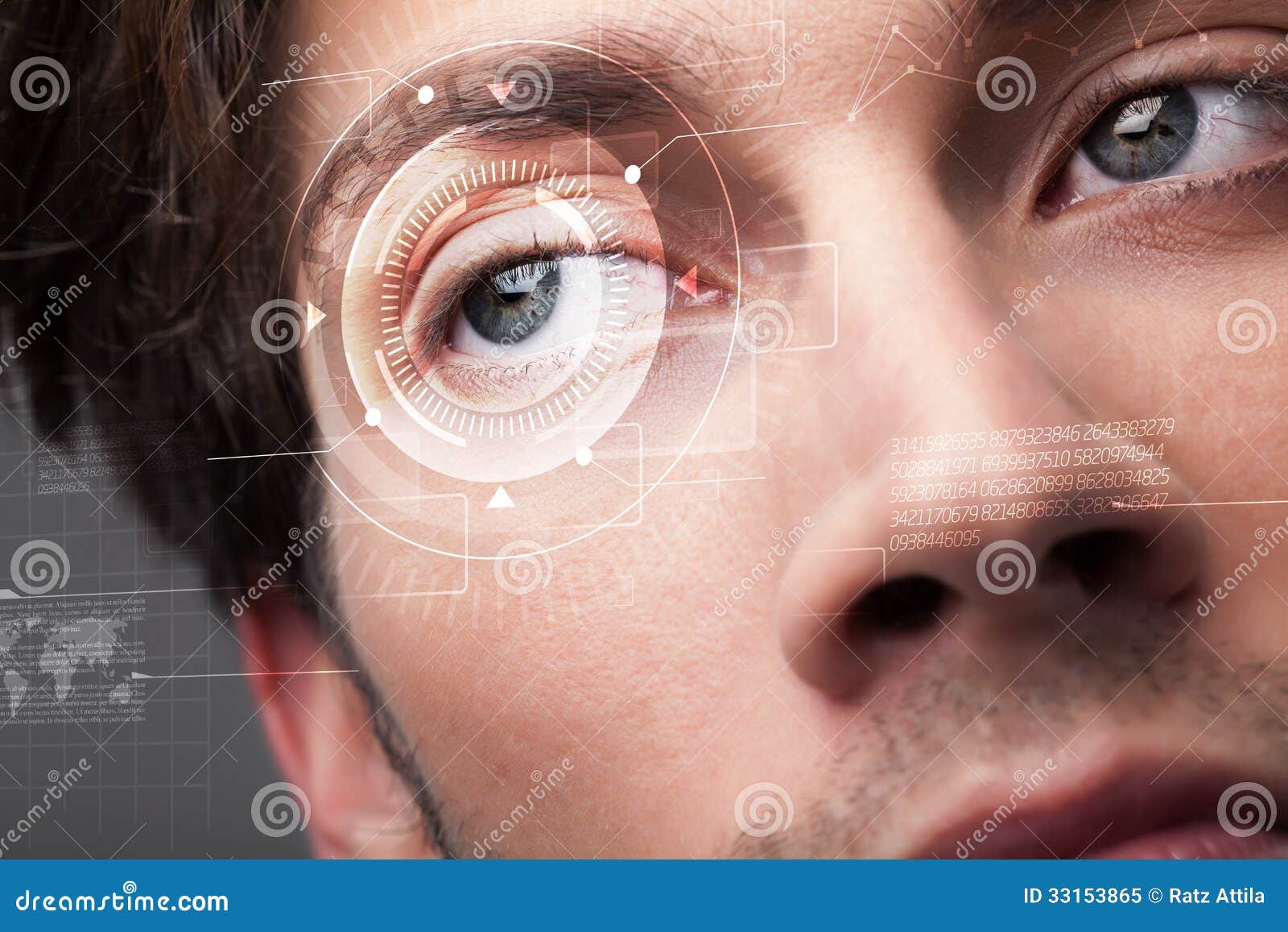 Cyber Man with Technolgy Eye Looking Stock Image - Image of cyber ...