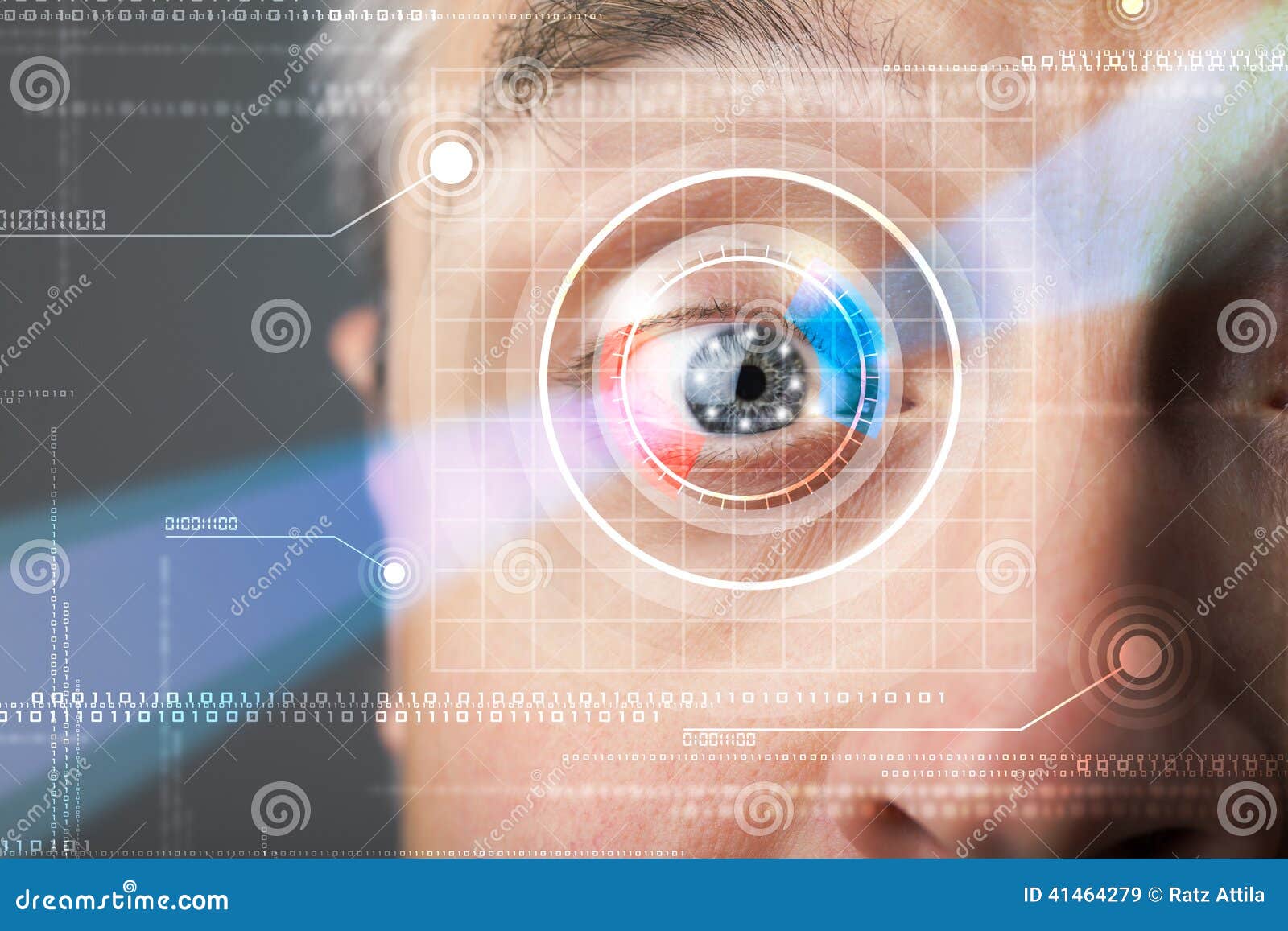 Cyber Man with Technolgy Eye Looking Stock Image - Image of human ...