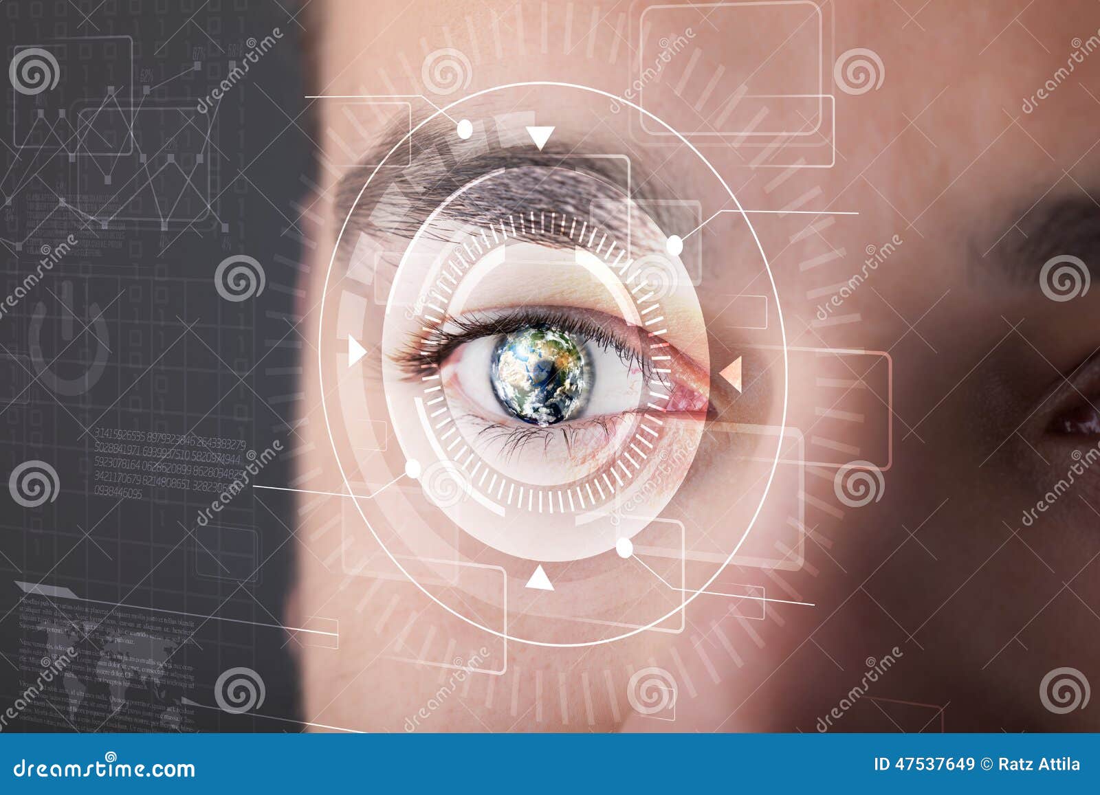 Cyber Man with Technolgy Eye Looking Stock Image - Image of futuristic ...
