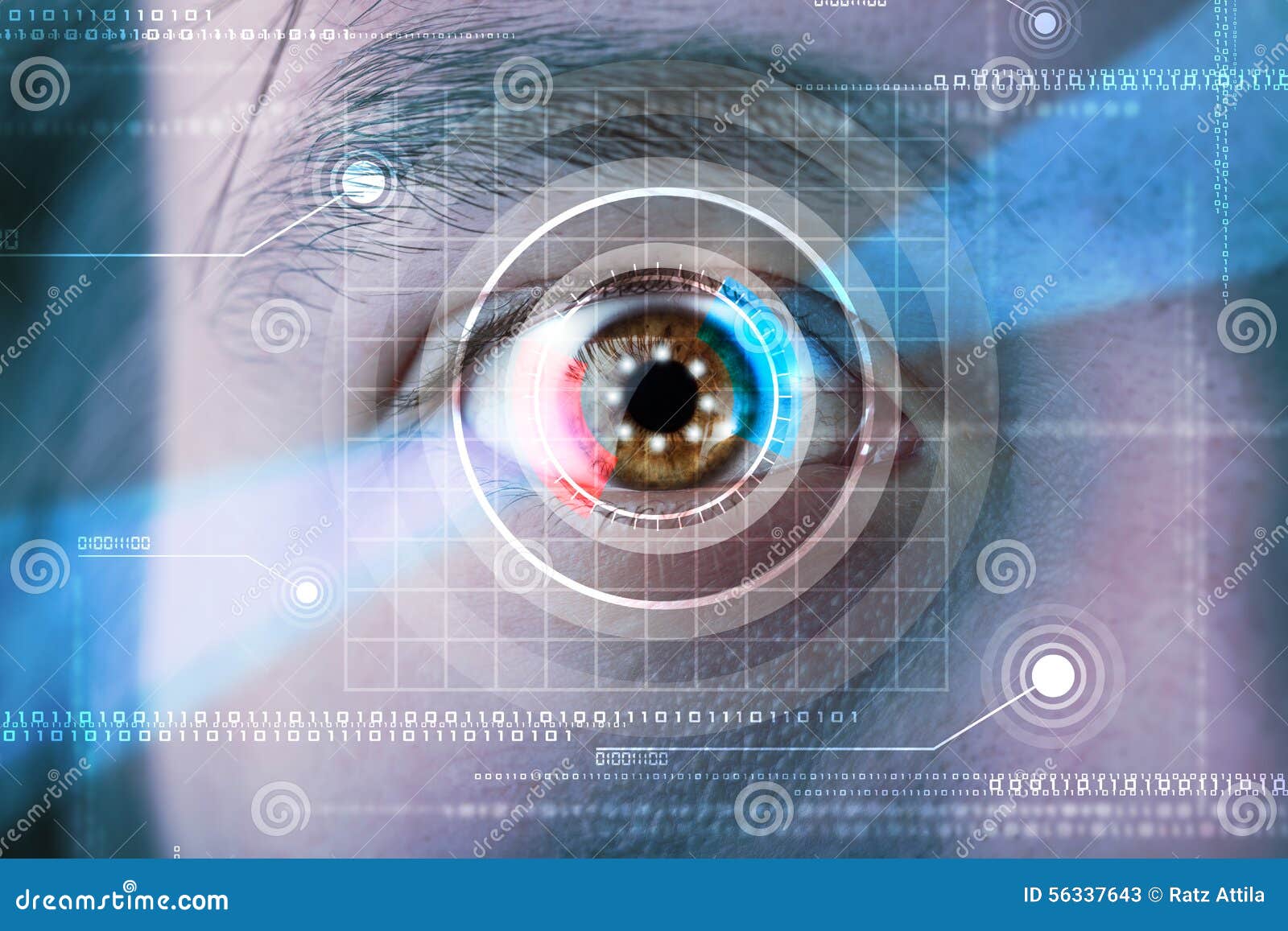 Cyber Man with Technolgy Eye Looking Stock Image - Image of closeup ...