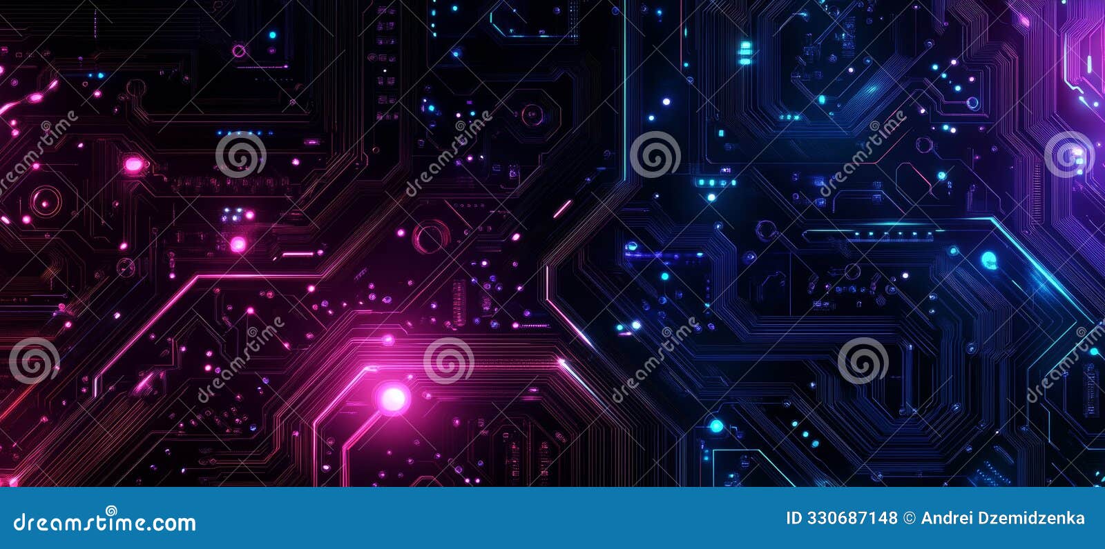 Cyber Matrix Grid Tech Motherboard Circuit Board Violet Synthwave Stock ...