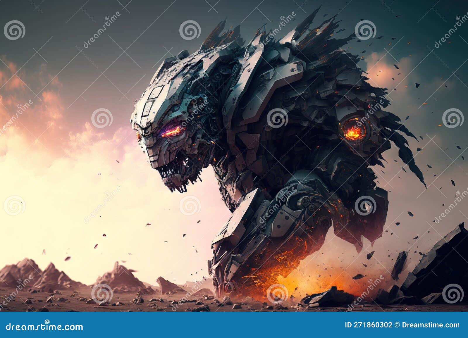 The Cyber Mech is Collapsing Stock Illustration - Illustration of game ...