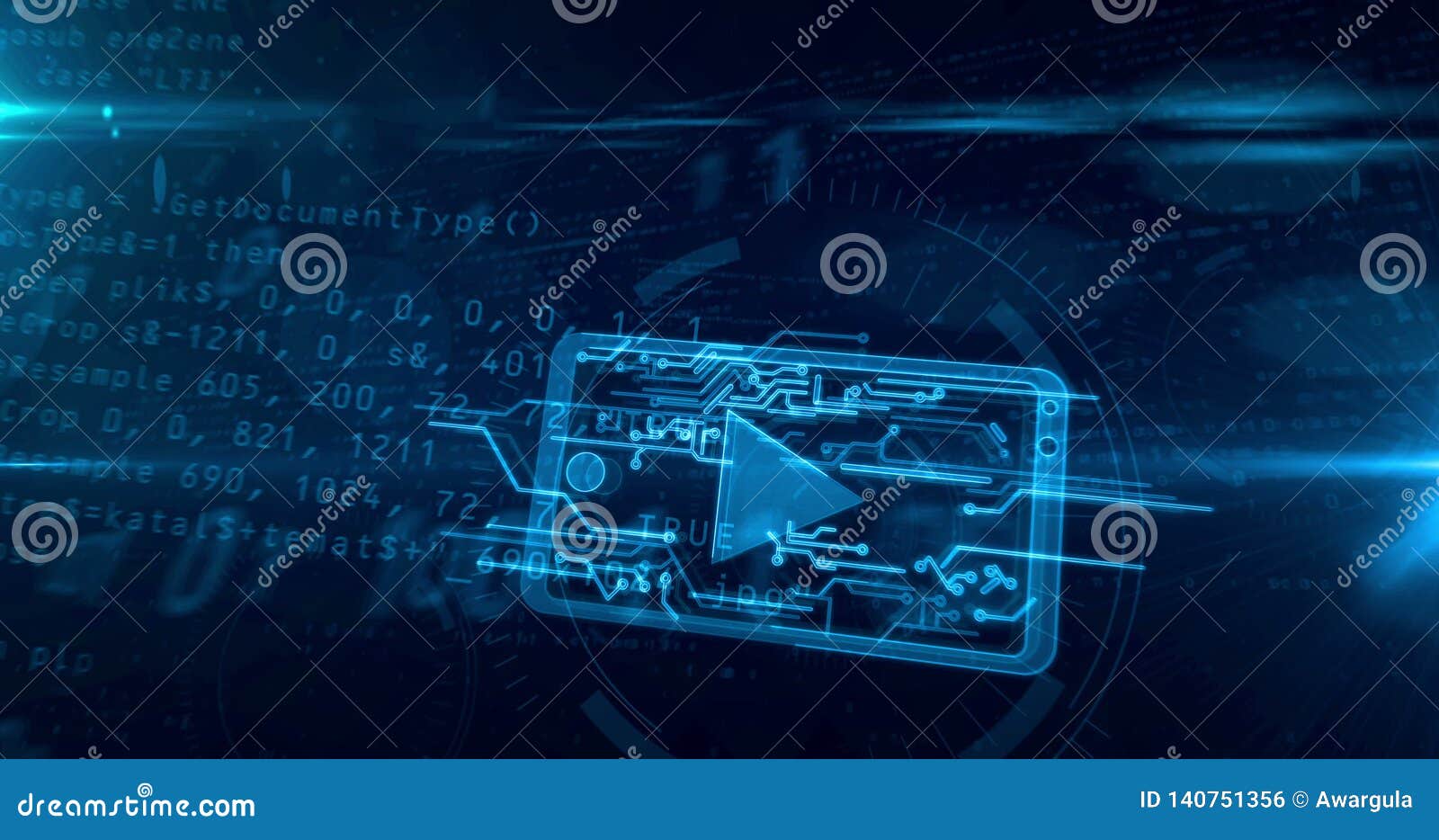 Cyber Media Concept with Mobile Player Loopable Animation Stock Footage ...