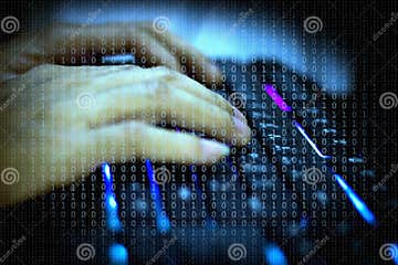 Cyber, Men`s Hand on the Keyboard Who are Hacking the Security System ...