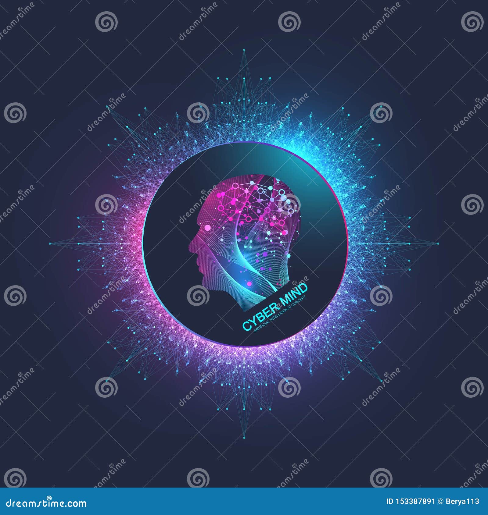 Cyber Mind and Artificial Intelligence Concept. Neural Networks and ...