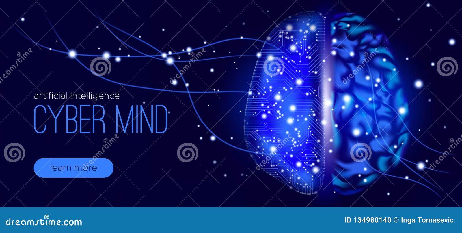 Cyber Mind, Artificial Intelligence Design. Stock Vector - Illustration ...