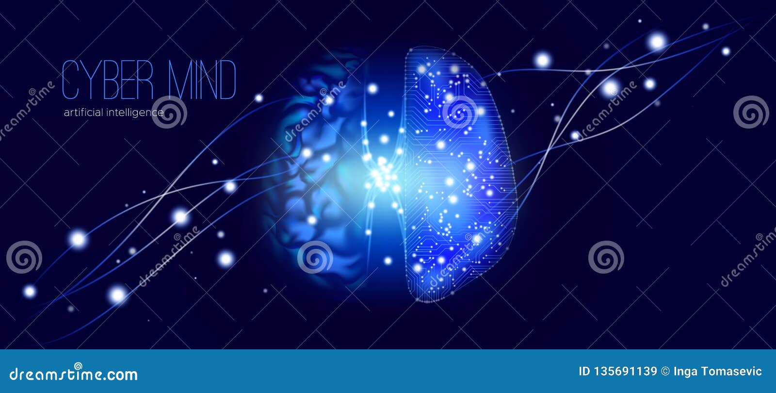 Cyber Mind, Artificial Intelligence Design. Stock Vector - Illustration ...