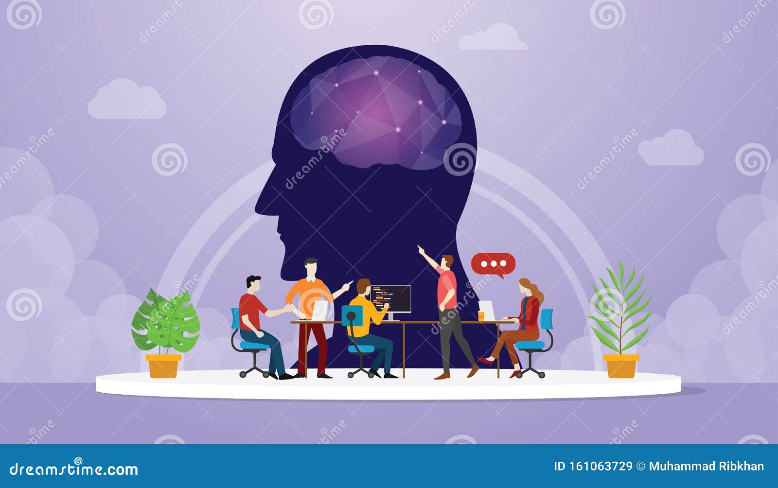 Cyber Mind Development Oriented with Team Developer with Modern Flat ...