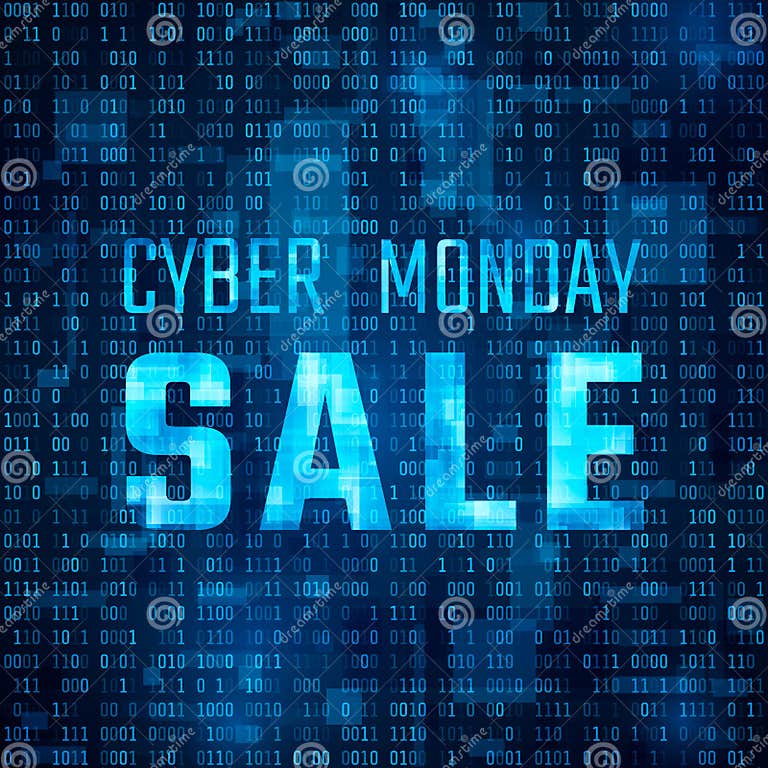 Cyber Monday Sale Technology Banner. Discount Offer Template on Binary Code Background Stock ...
