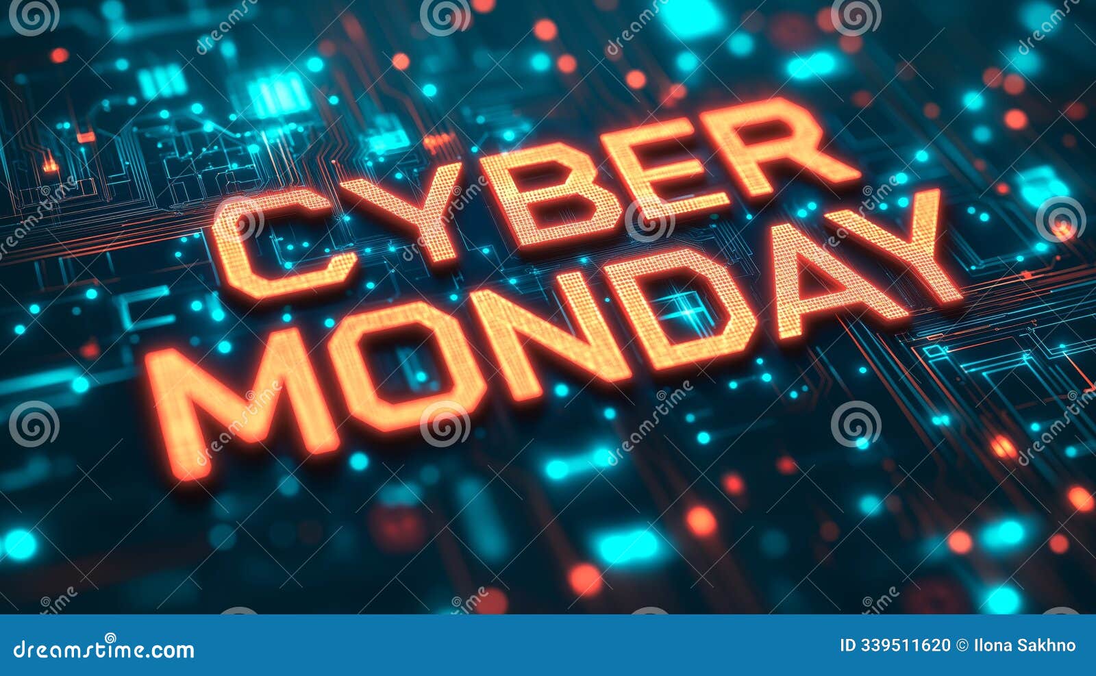 Cyber Monday Sign with Glowing Red Letters Stock Illustration ...