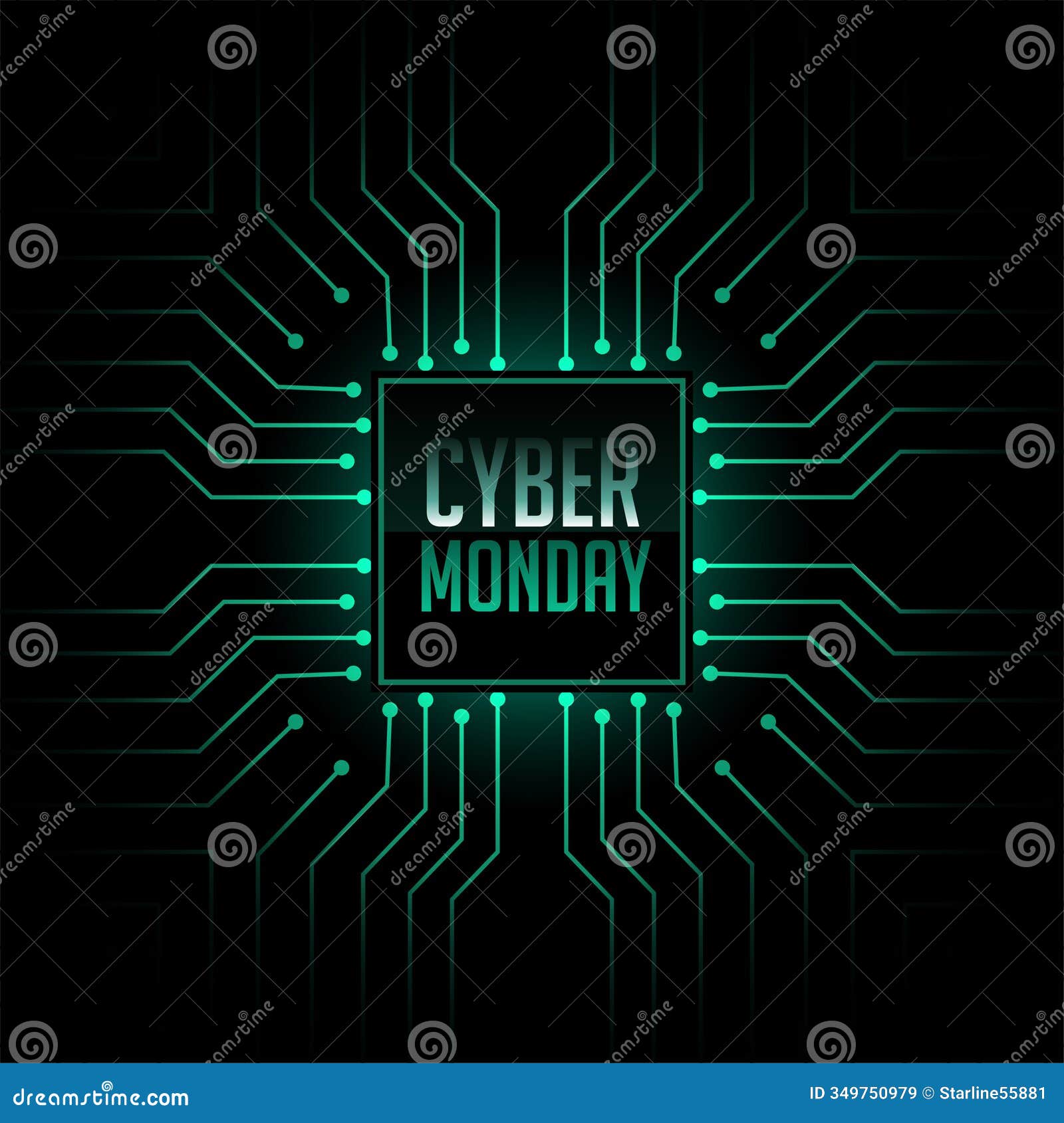 Cyber Monday Technology Circuit Style Background Design Stock Vector ...