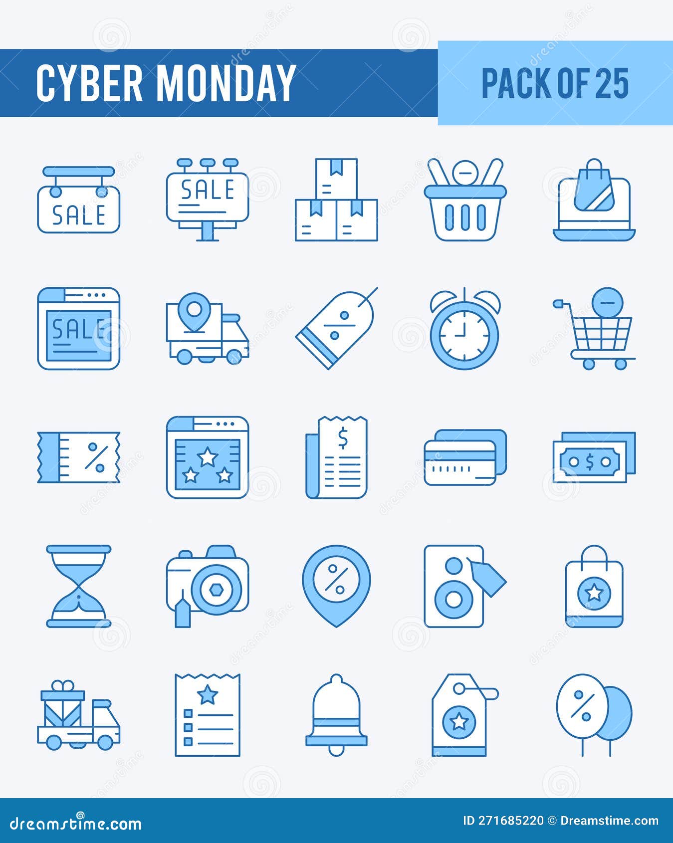 25 Cyber Monday. Two Color Icons Pack. Vector Illustration Stock Vector ...