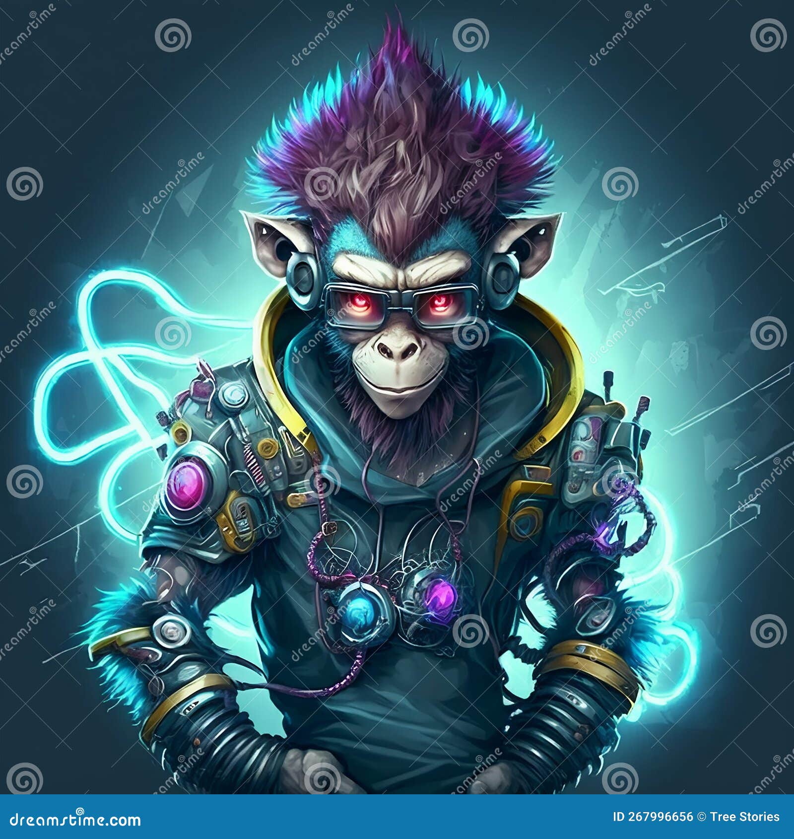 Cyber Monkey stock illustration. Illustration of hiphop - 267996656