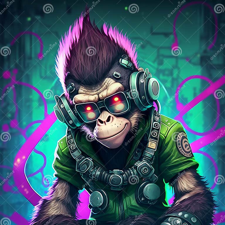 Cyber Monkey stock illustration. Illustration of mascot - 268190933