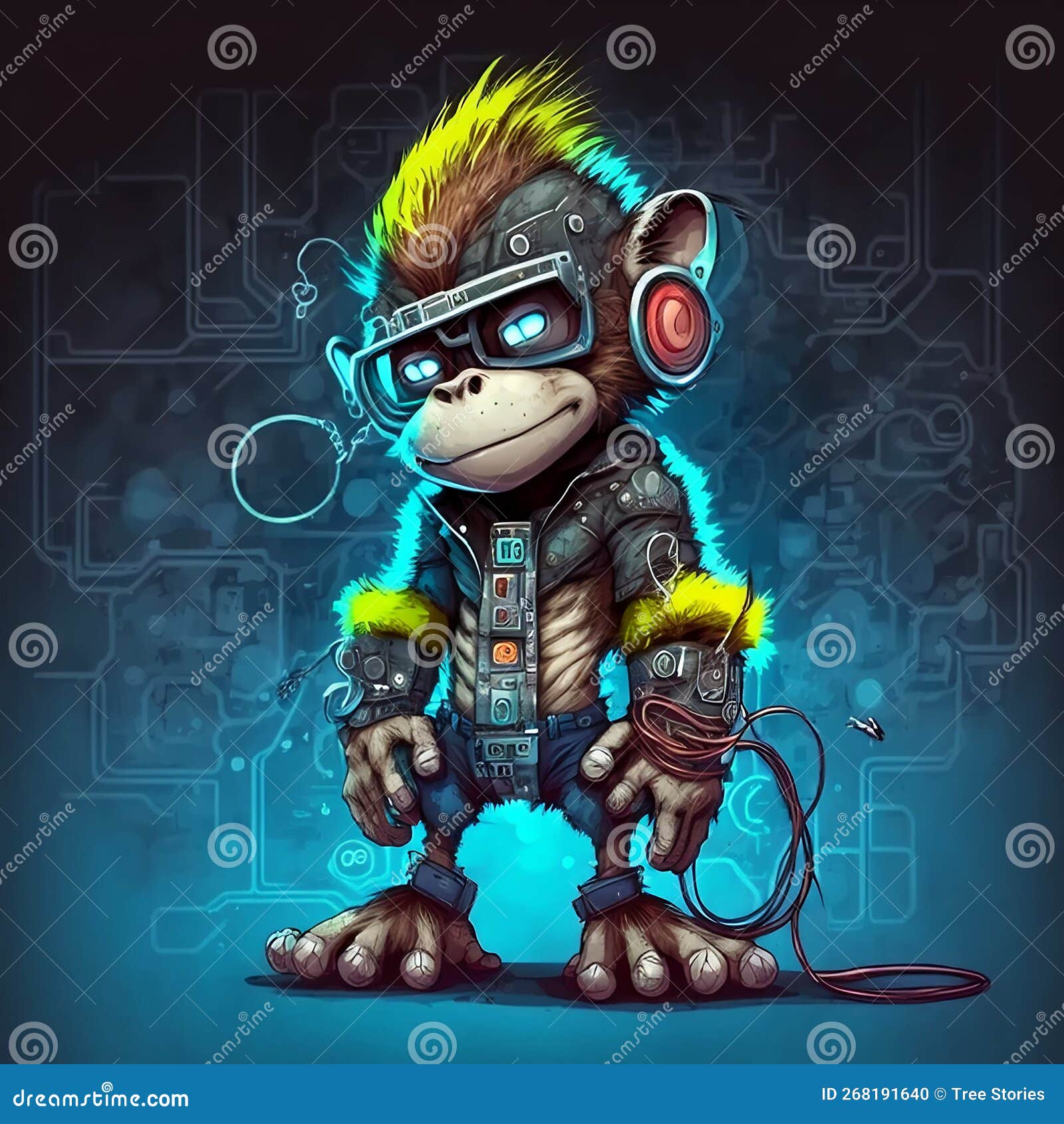 Cyber Monkey stock illustration. Illustration of traitt - 268191640