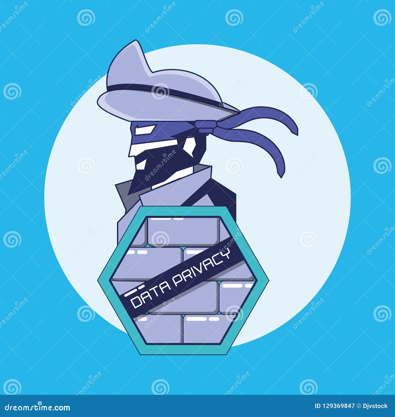 Cyber Pirate with Wall Data Privacy Stock Vector - Illustration of ...