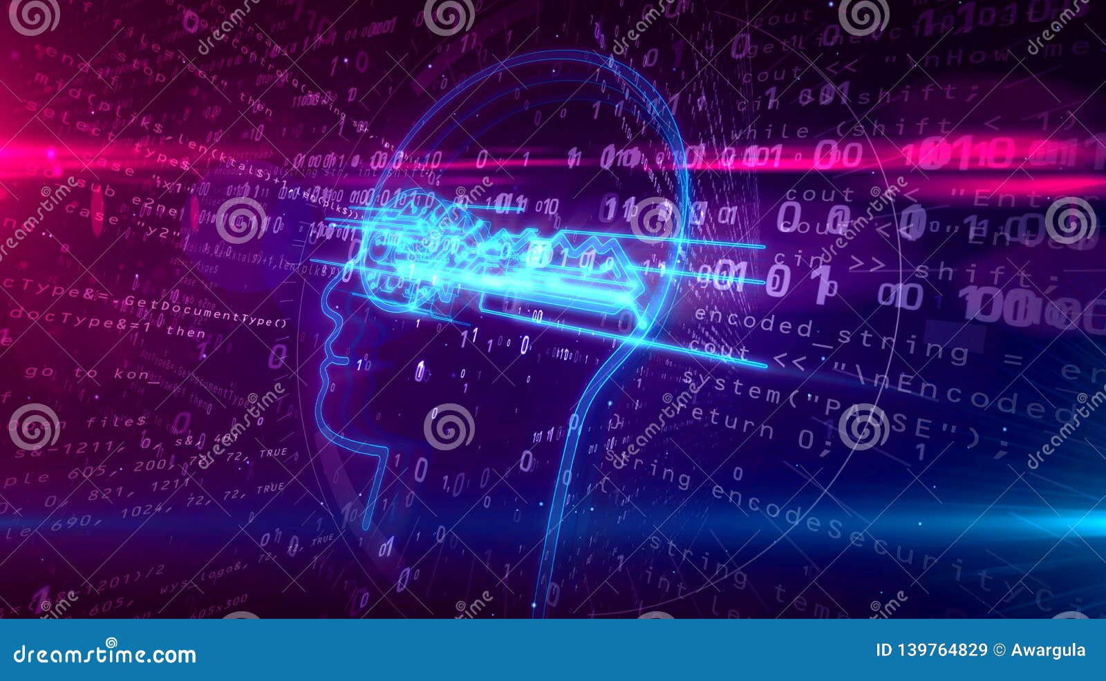 Cyber Privacy Concept with Key in Head Stock Illustration ...