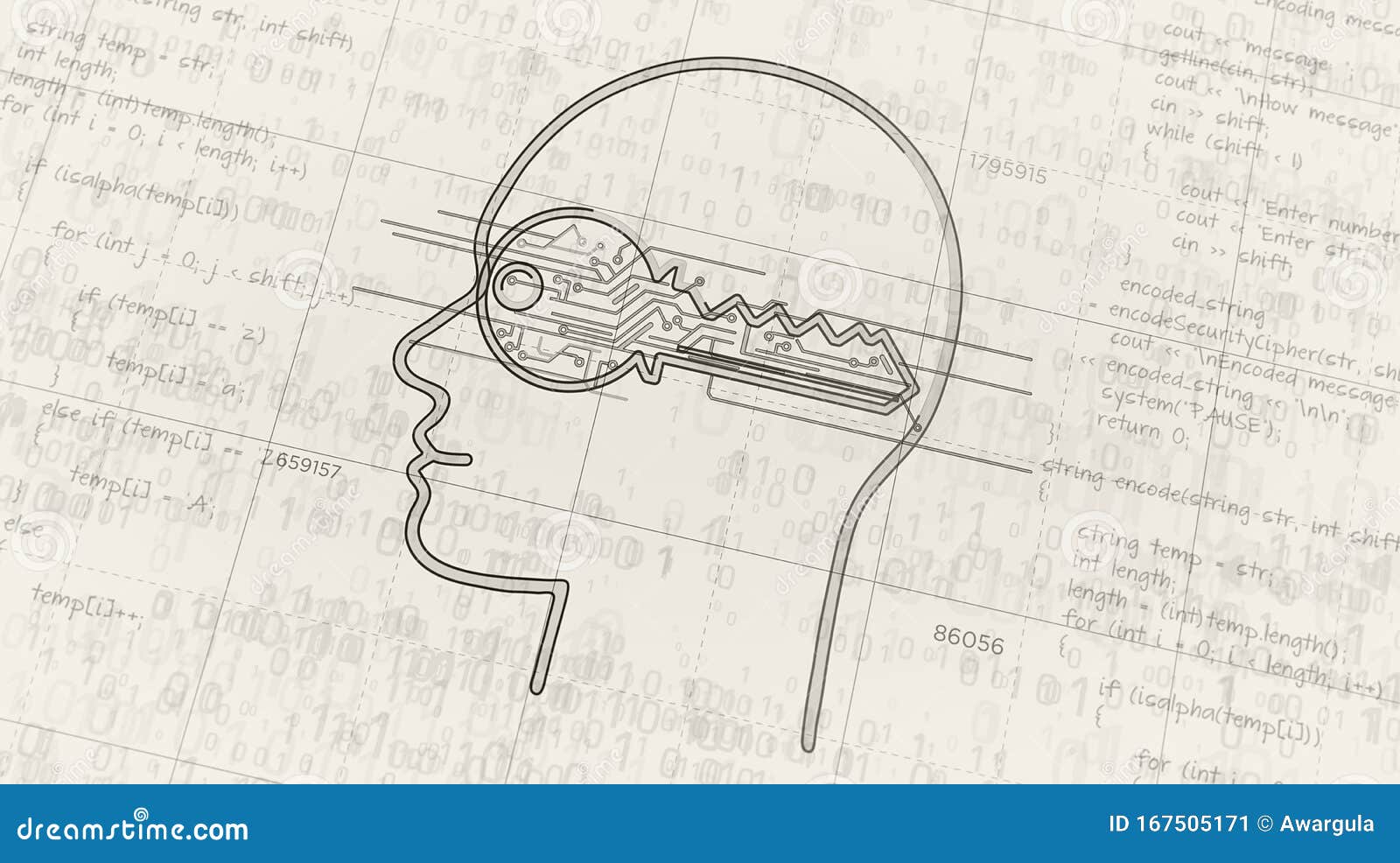 Cyber Privacy in Cyberspace Futuristic Sketch Stock Illustration ...