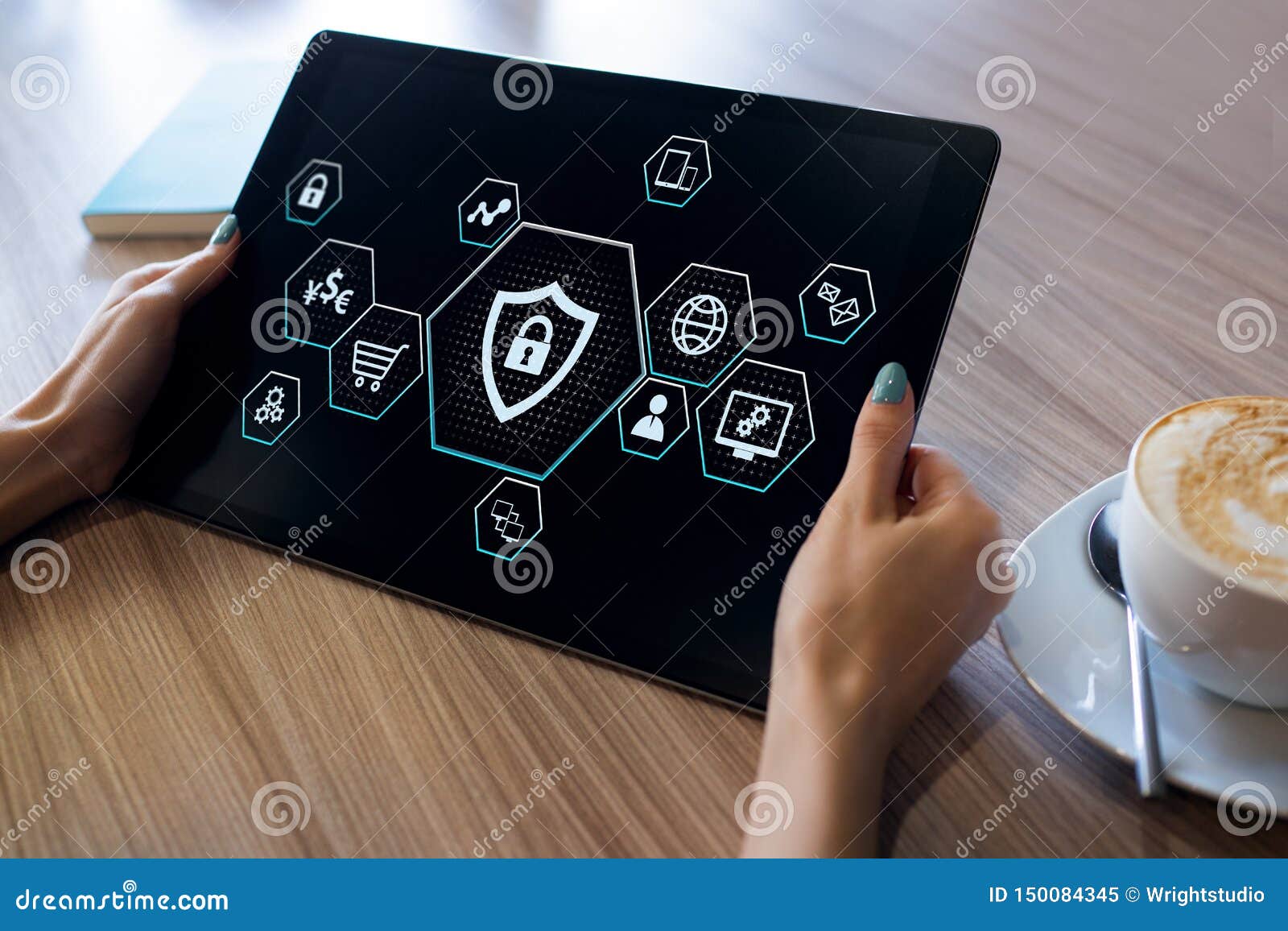 Cyber Protection, Data Security, Information Provacy Concept on Screen ...