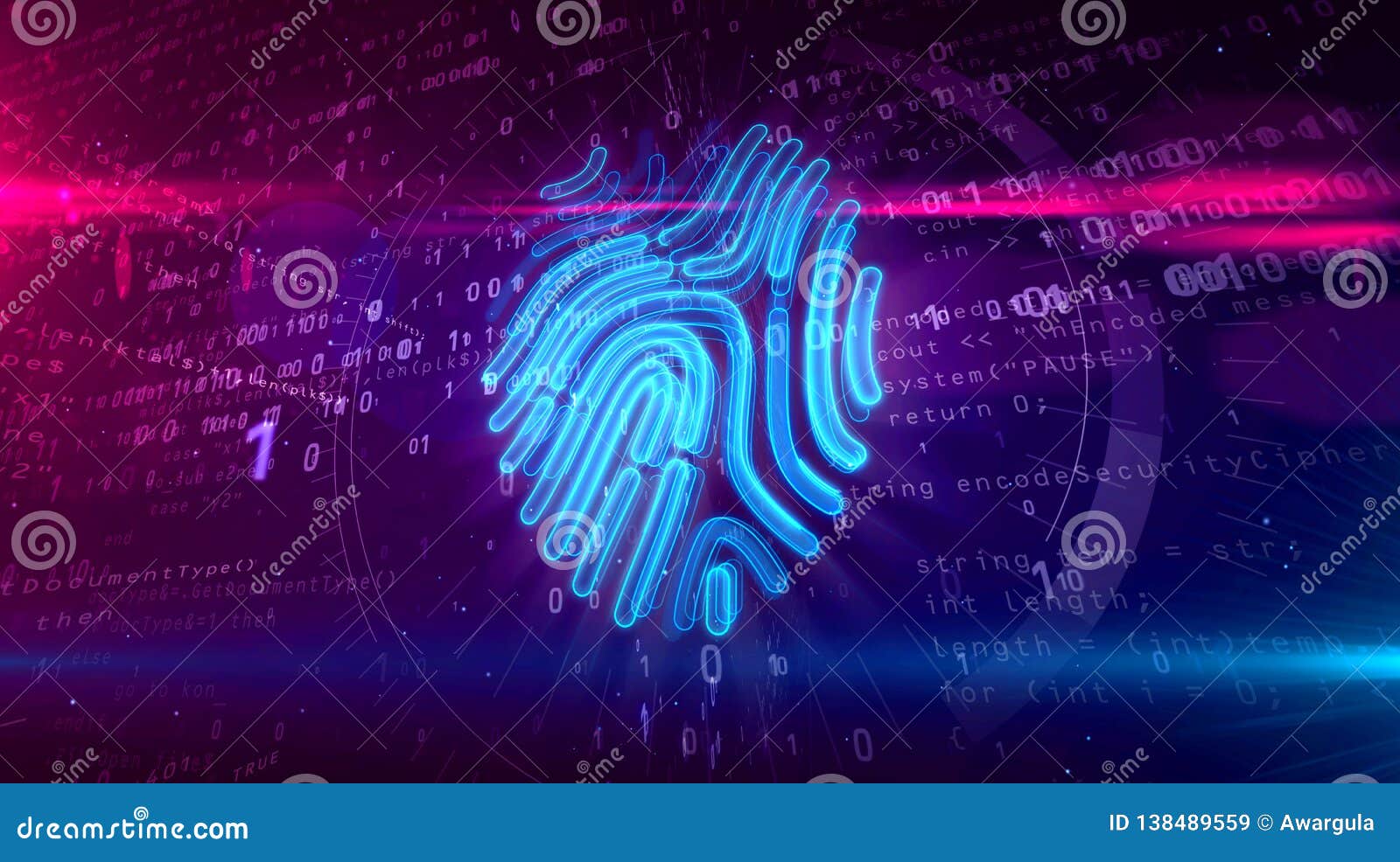 Cyber Protection by Fingerprint on Digital Background Stock ...