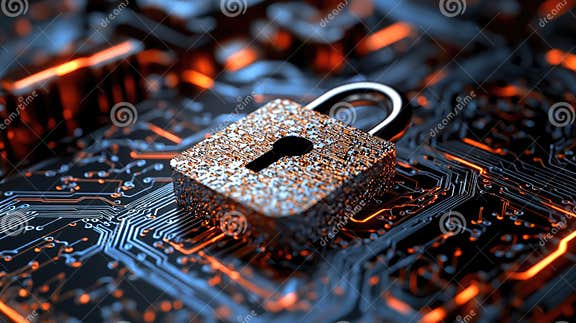Cyber Protection: Visual of a Secure Padlock, Digital Fingerprint Trail ...