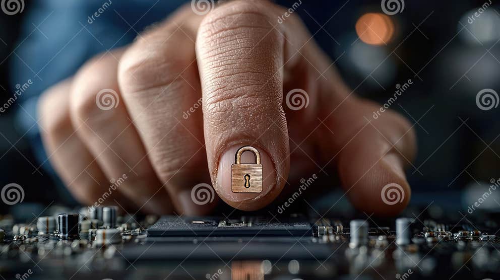 Cyber Protection: Visual of a Secure Padlock, Digital Fingerprint Trail ...