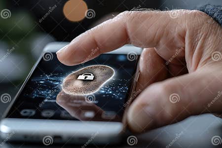 Cyber Protection: Visual of a Secure Padlock, Digital Fingerprint Trail ...