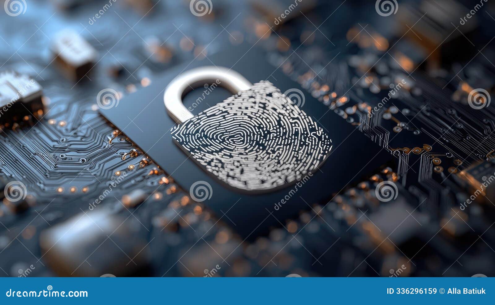 Cyber Protection: Visual of a Secure Padlock, Digital Fingerprint Trail ...