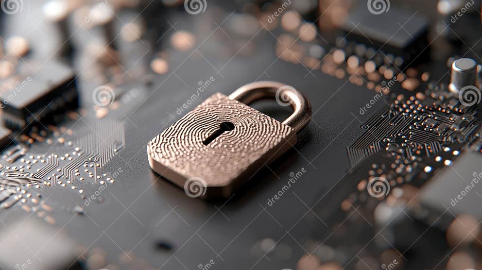 Cyber Protection: Visual of a Secure Padlock, Digital Fingerprint Trail ...