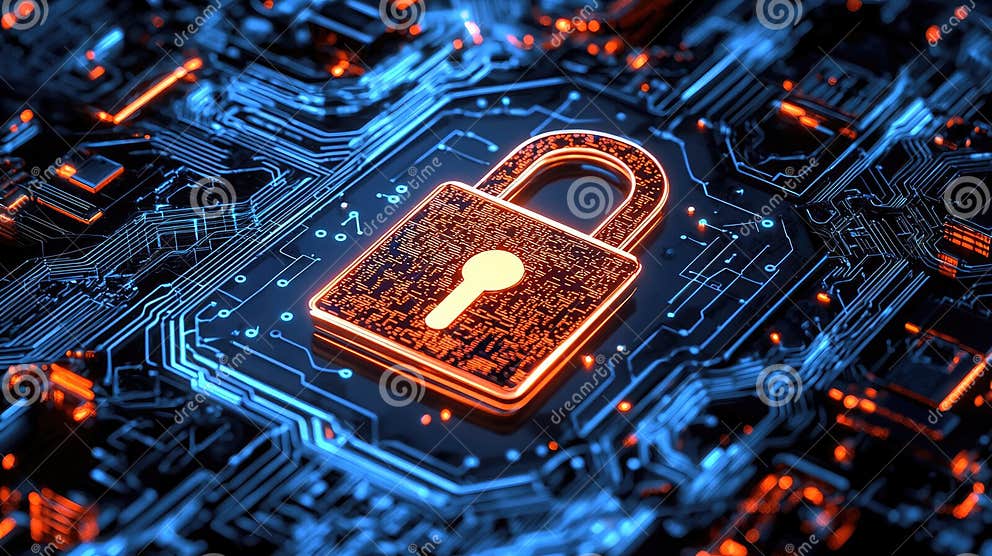 Cyber Protection: Visual of a Secure Padlock, Digital Fingerprint Trail ...