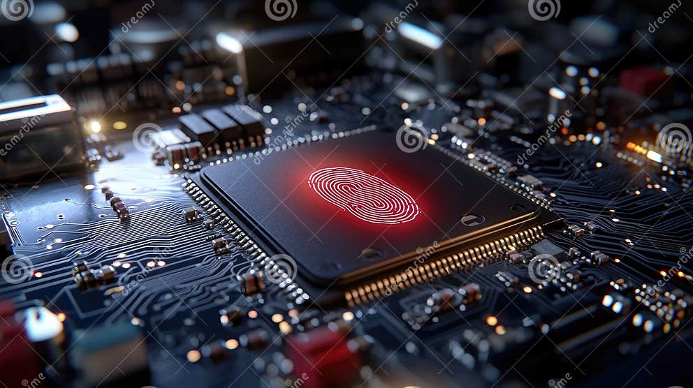 Cyber Protection: Visual of a Secure Padlock, Digital Fingerprint Trail ...