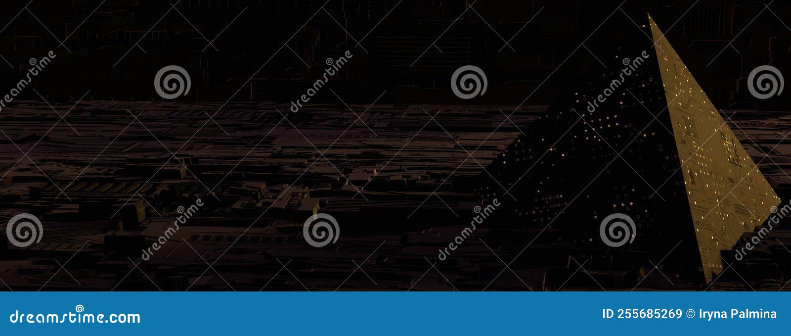 Cyber Pyramid in Night City Background Stock Illustration ...