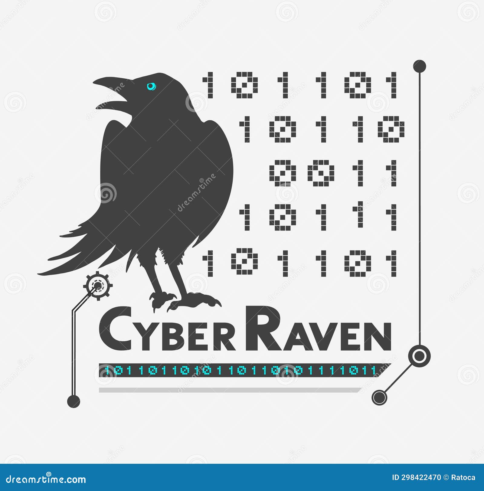 Cyber raven symbol stock vector. Illustration of cyborg - 298422470