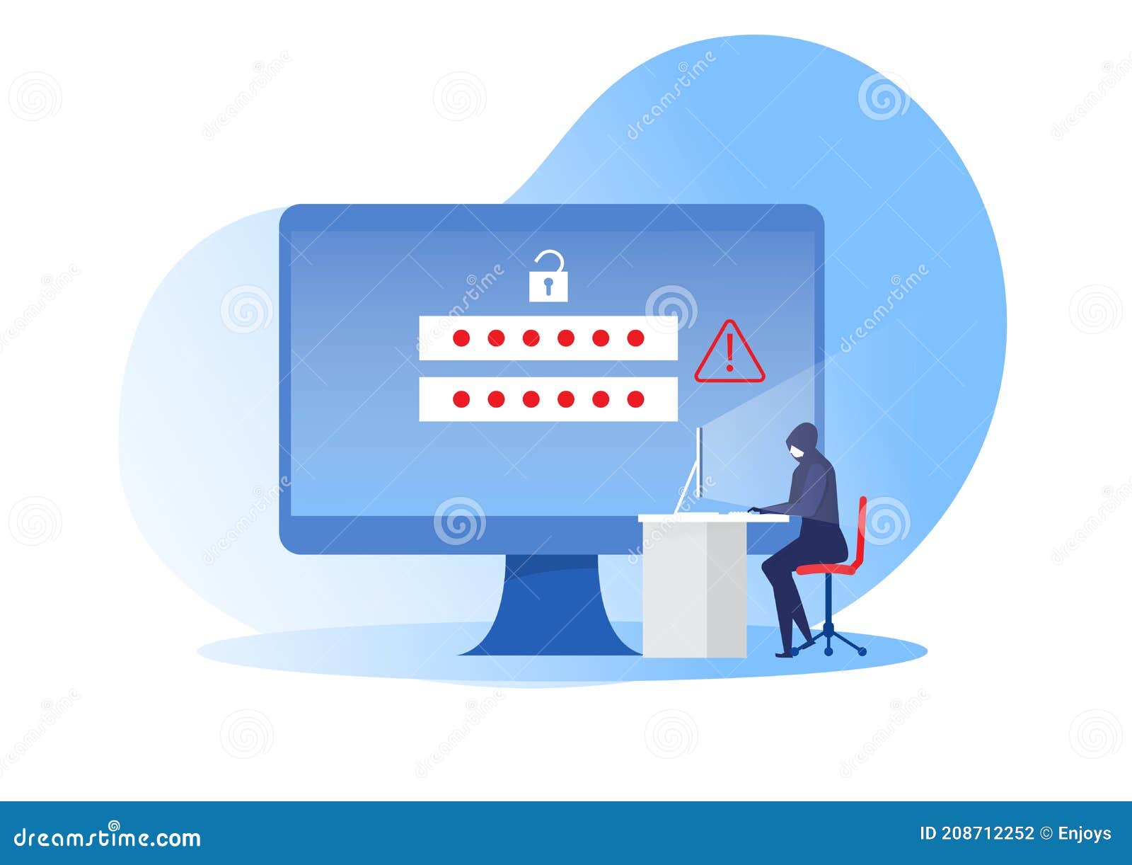 Cyber Robber Sitting at Computer Table for Criminal Attacking Private ...