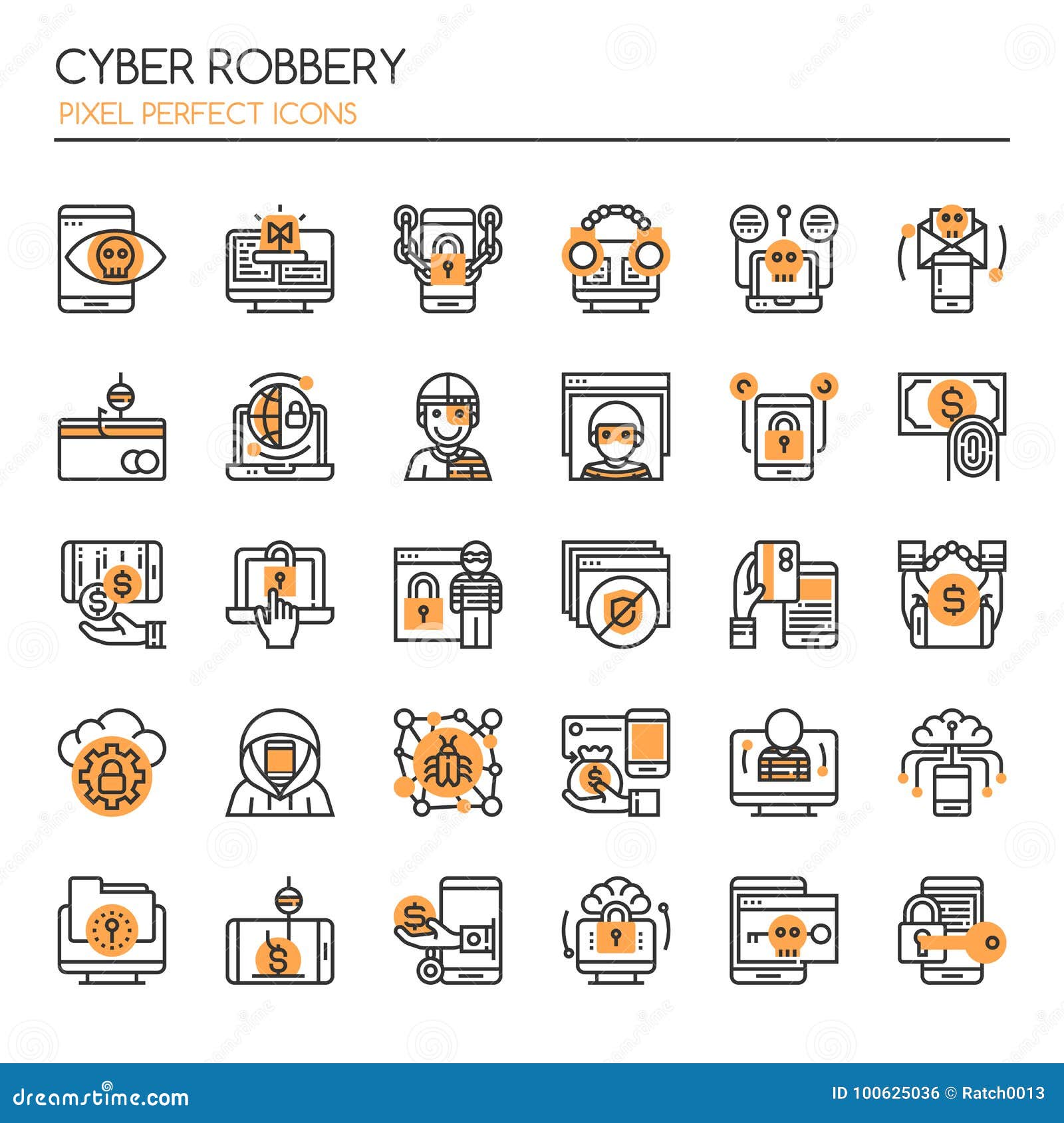 Cyber Robbery Elements stock vector. Illustration of computer - 100625036