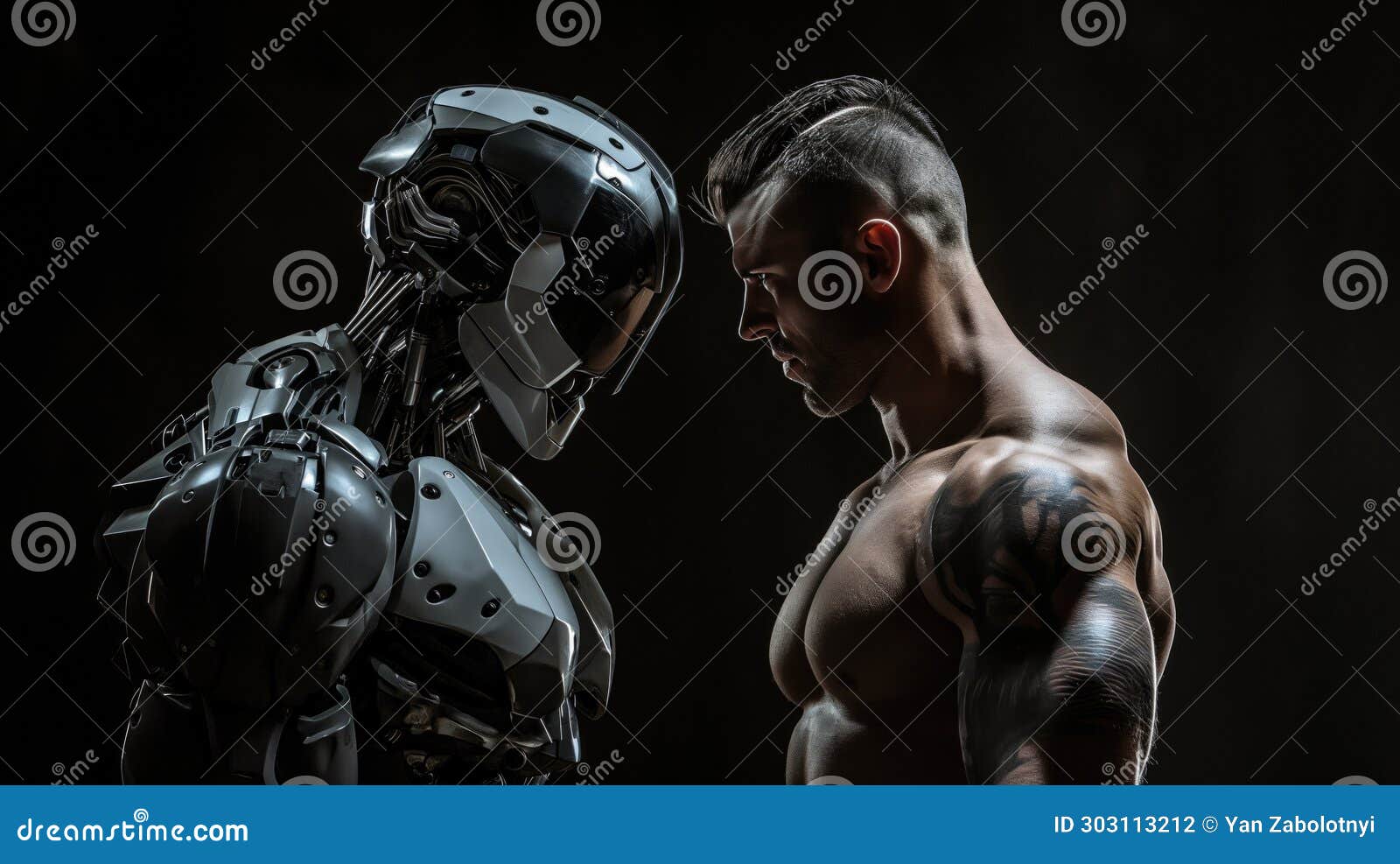 Bodybuilder Robot Lifts The Barbell. Cartoon Vector | CartoonDealer.com ...